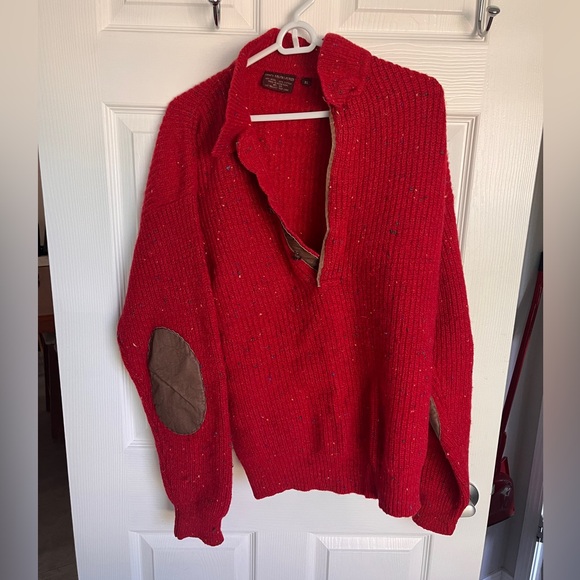 Chaps | Sweaters | Vtg Chaps X Polo Mens Wool Ribbed Leather Trim ...